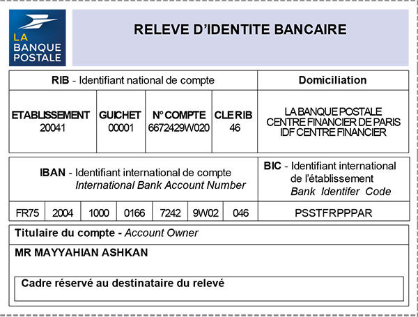 Nos coordonnées bancaires